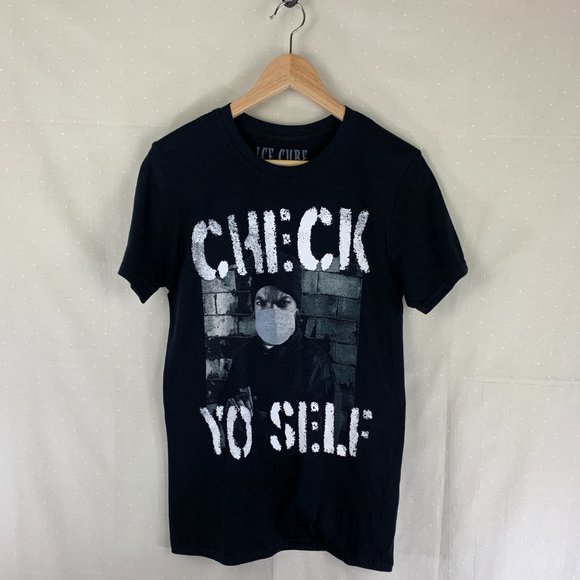 Ice Cube | Tops | Ice Cube Check Yoself Face Mask Graphic Tee | Poshmark